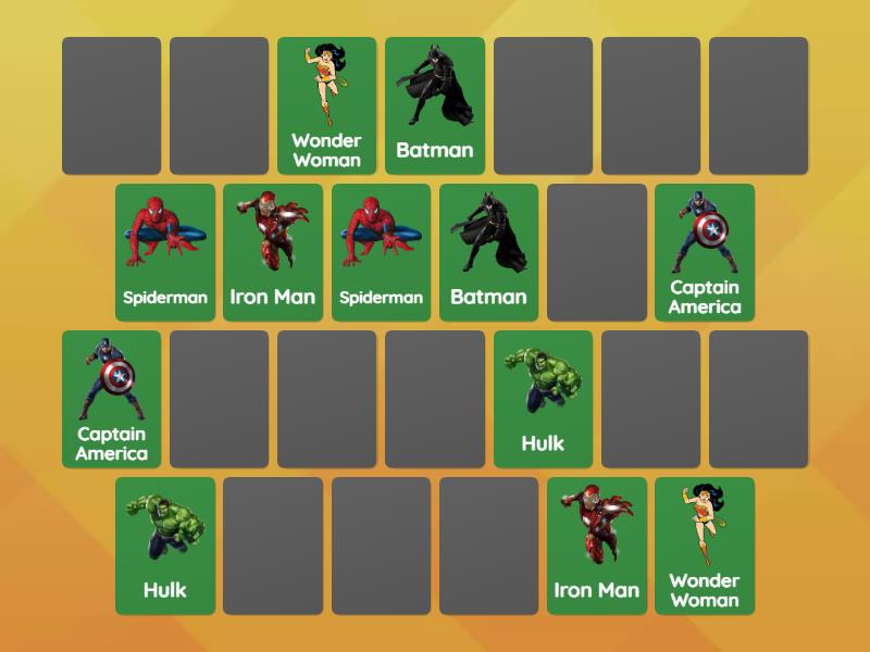 Superheroes - Memory Game - Matching pairs