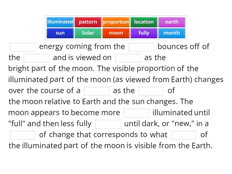 Moon phases - Complete the sentence