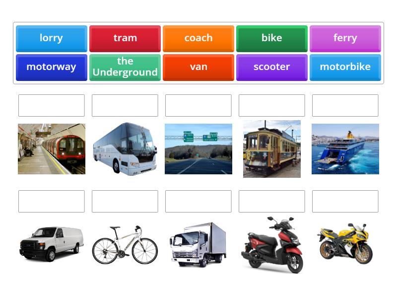 Public transportation and vehicles (vocabulary) - Match up