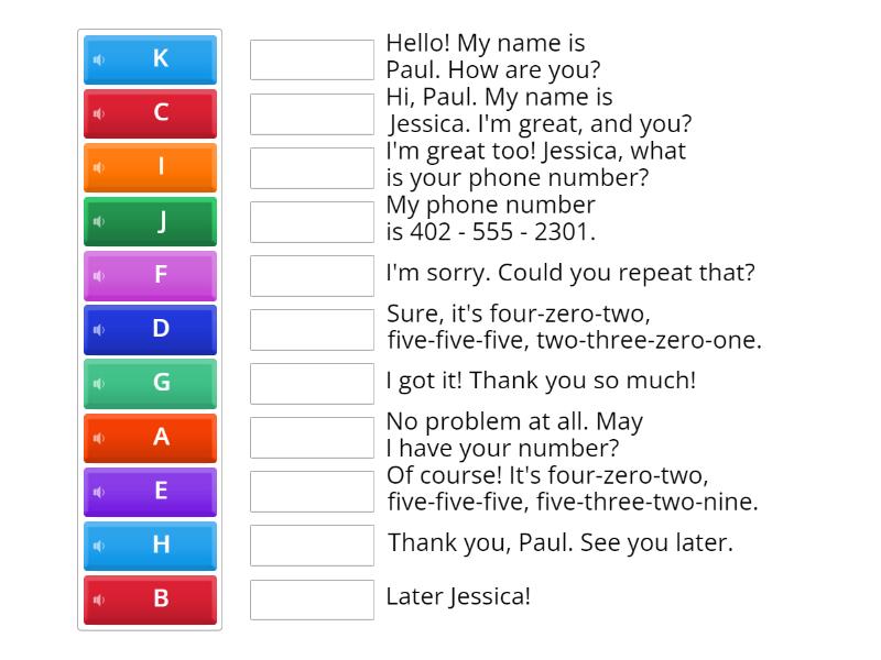 Audio Practice: Introductions and personal info. - Match up