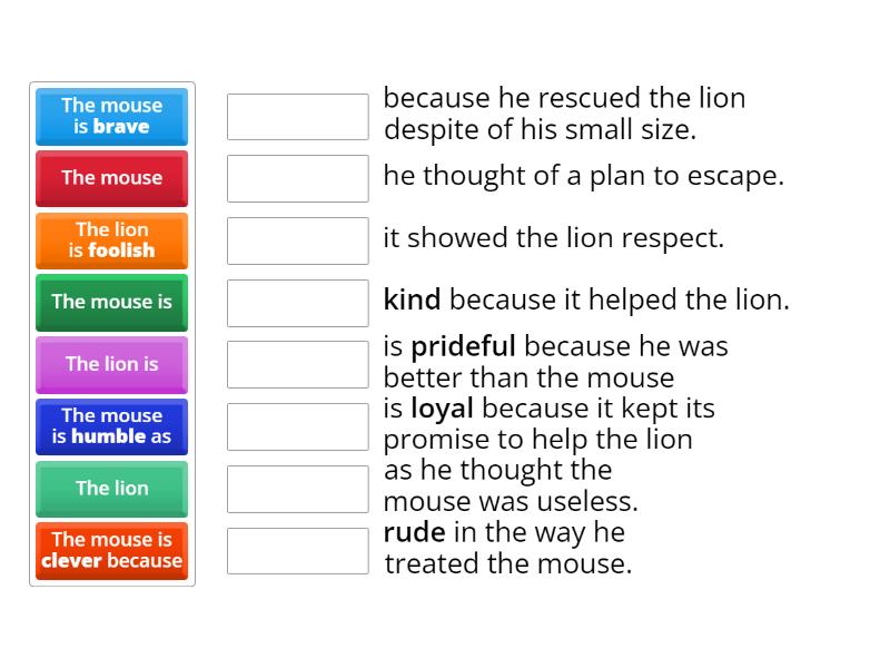 The Lion and the Mouse - Match up