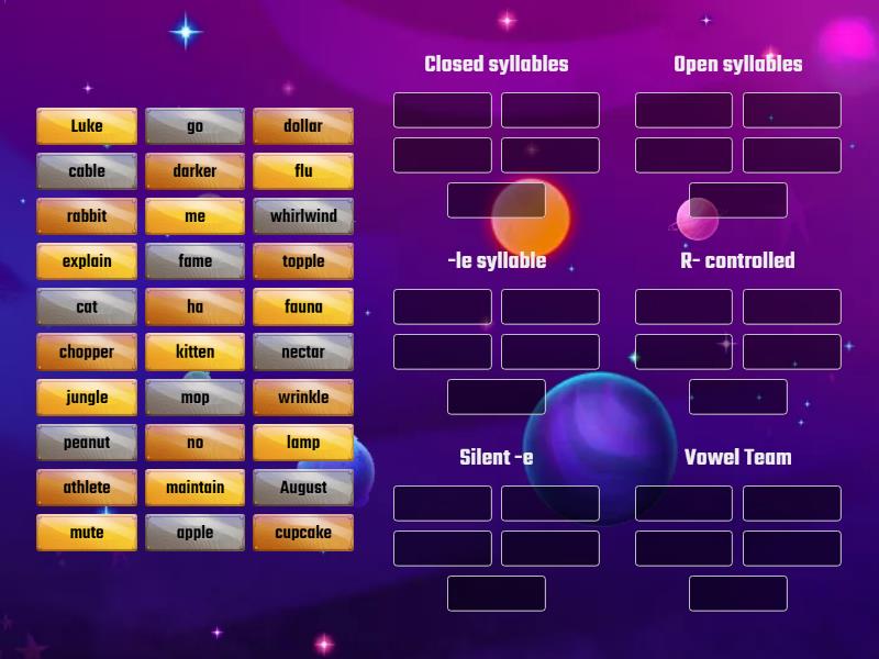 6 syllable types sorting - Group sort