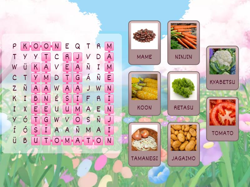 野菜・やさい・VEGETALES - Sopa de letras