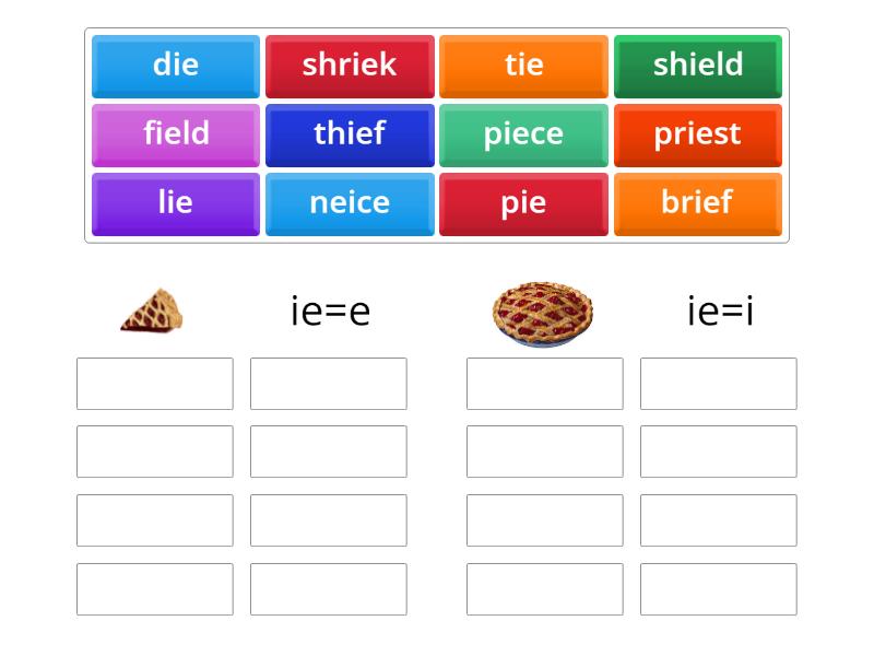 word sort "ie" - Group sort