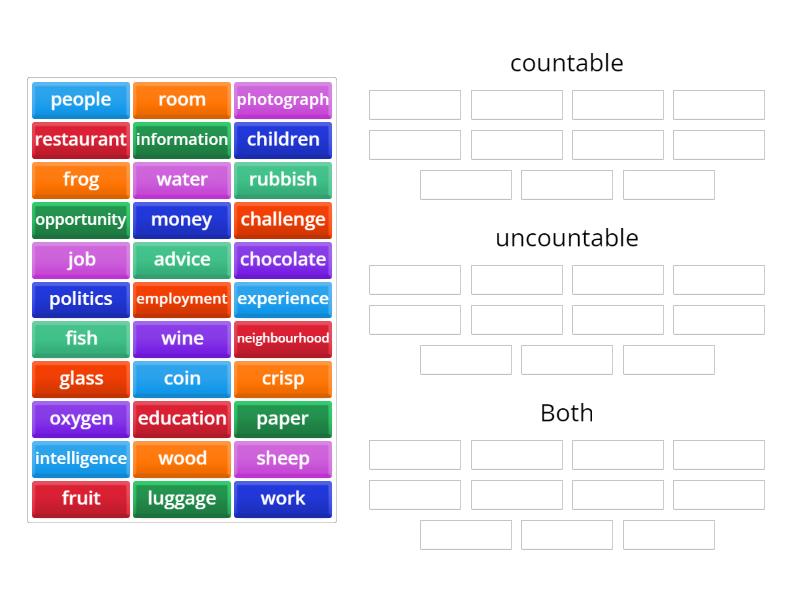 LESSON 14. COUNTABLES & UNCOUNTABLE - Group sort
