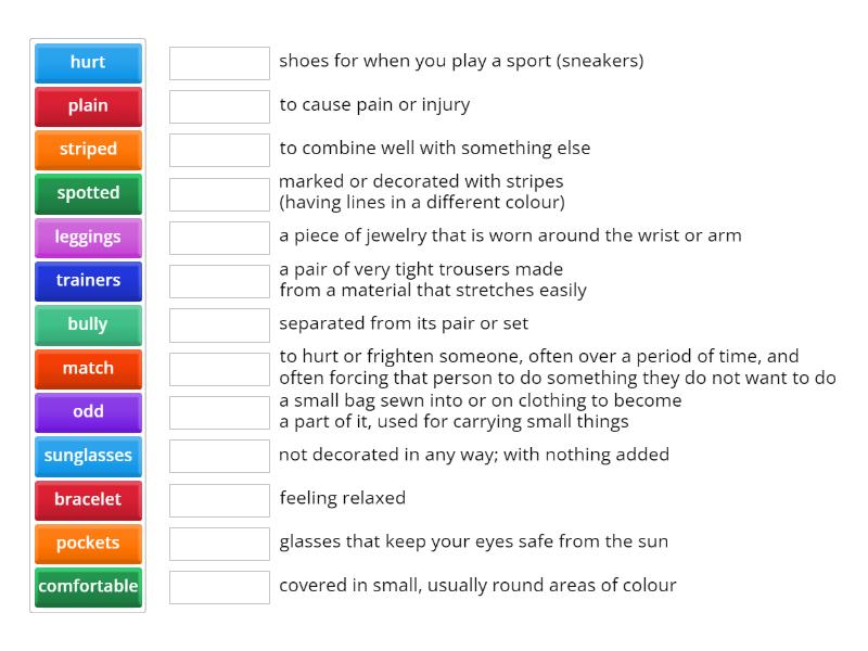 Unit 6 - Look 4 Vocabulary - Match up