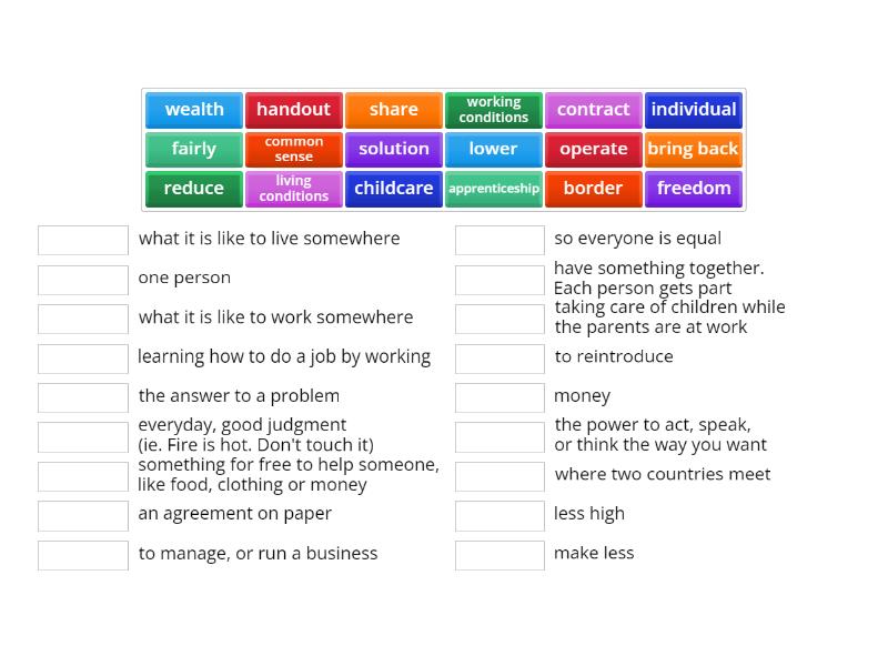 UK Political Parties Vocabulary - Match up