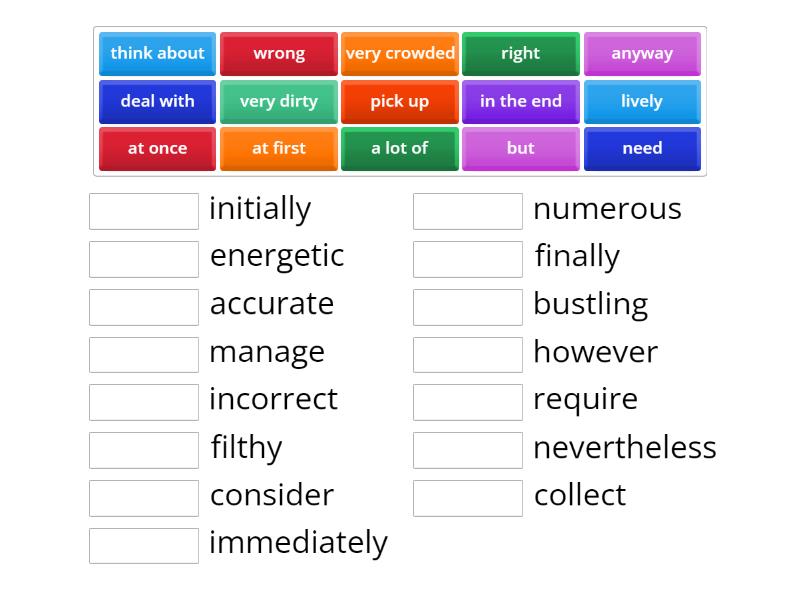Basic vs advanced English - Match up