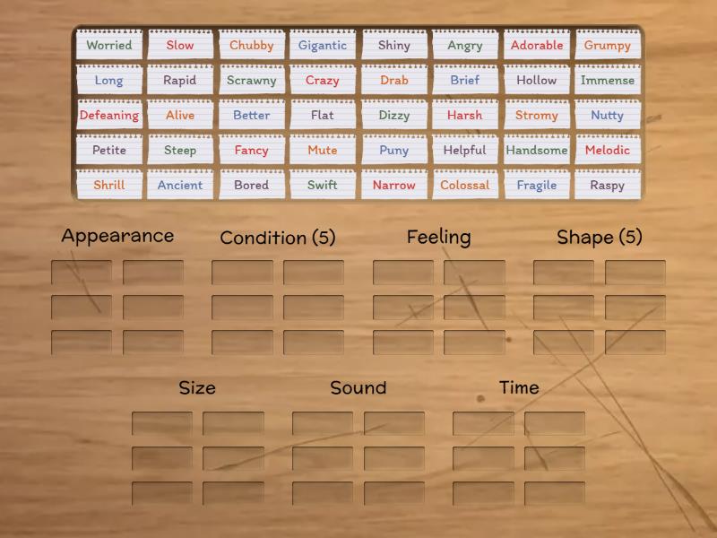Strong Adjectives #1 | Groups - Group sort