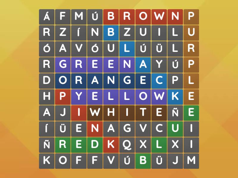 FIND THE COLOURS - Wordsearch