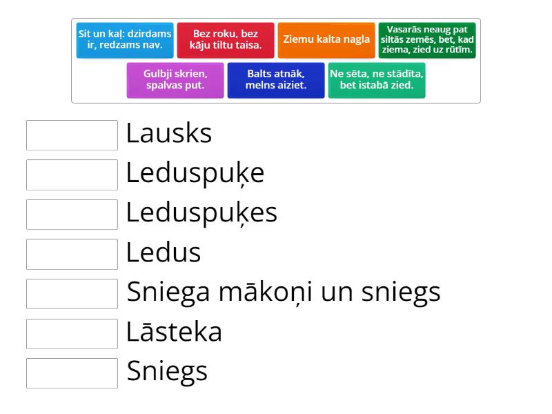 Atmini mīklas par ziemu - Match up