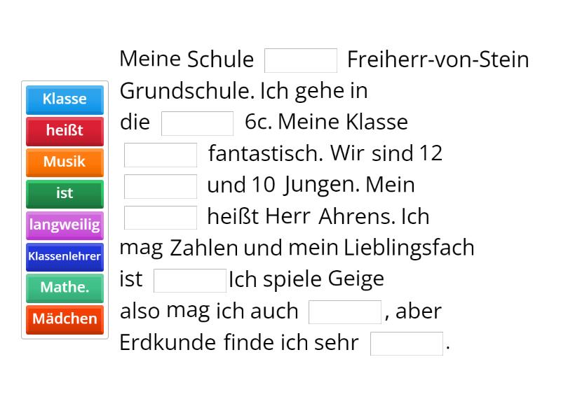 Meine Schule - Complete the sentence