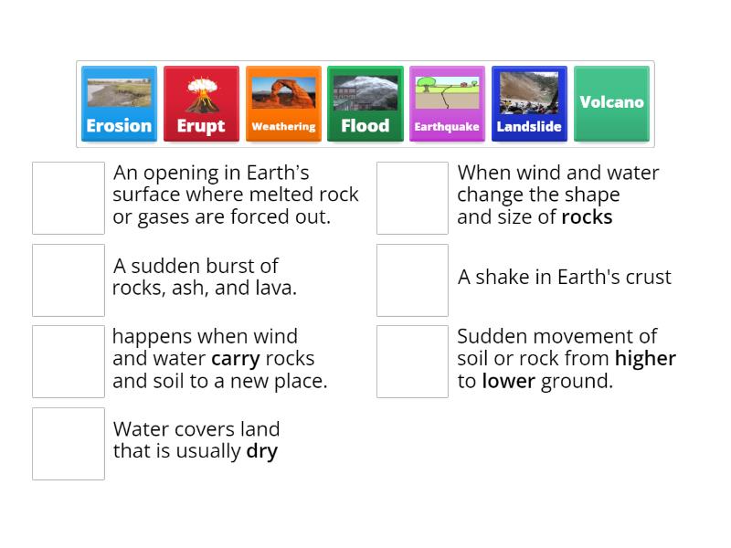 Earth's changing landscape - Match up