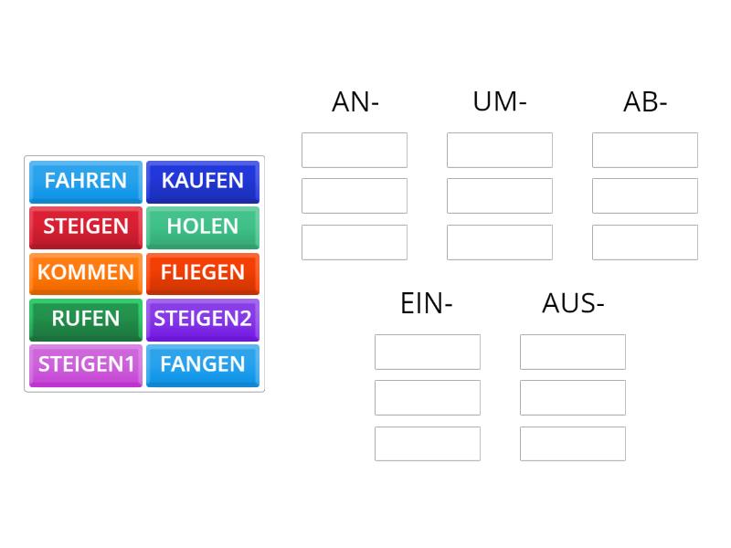 Trennbare Verben - sortieren - Group sort