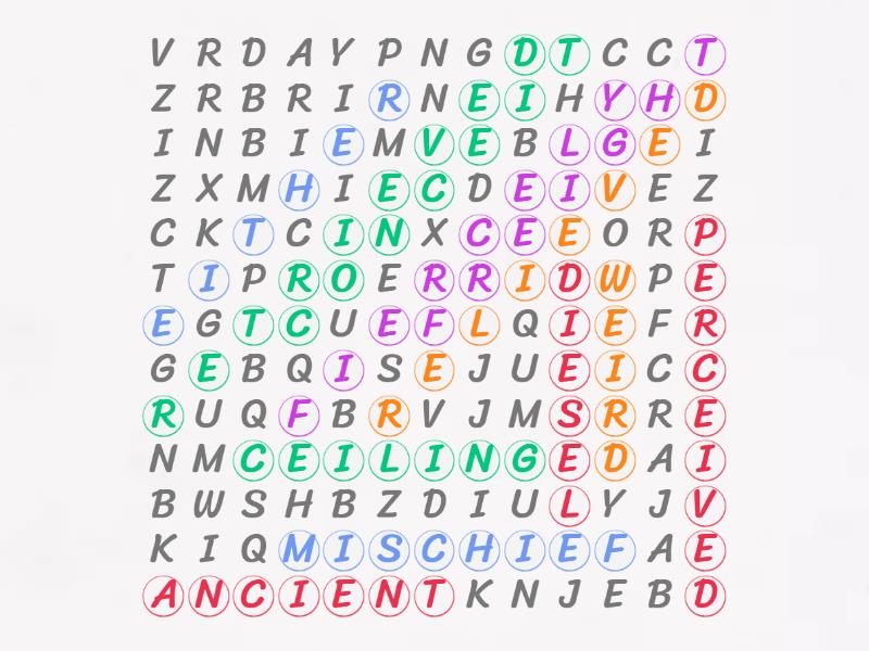 ie and ei words - Wordsearch