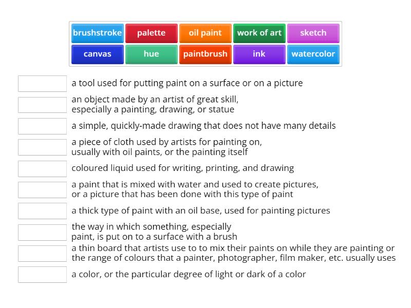 Describing art words 1 - Match up