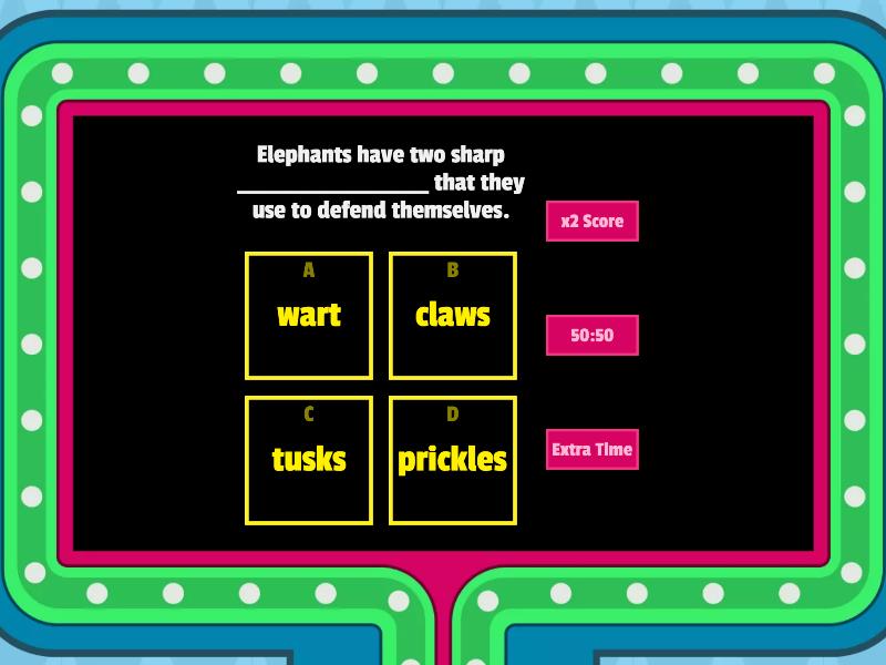 Unit 2 The Gruffalo - Vocabulary 1 - Gameshow quiz
