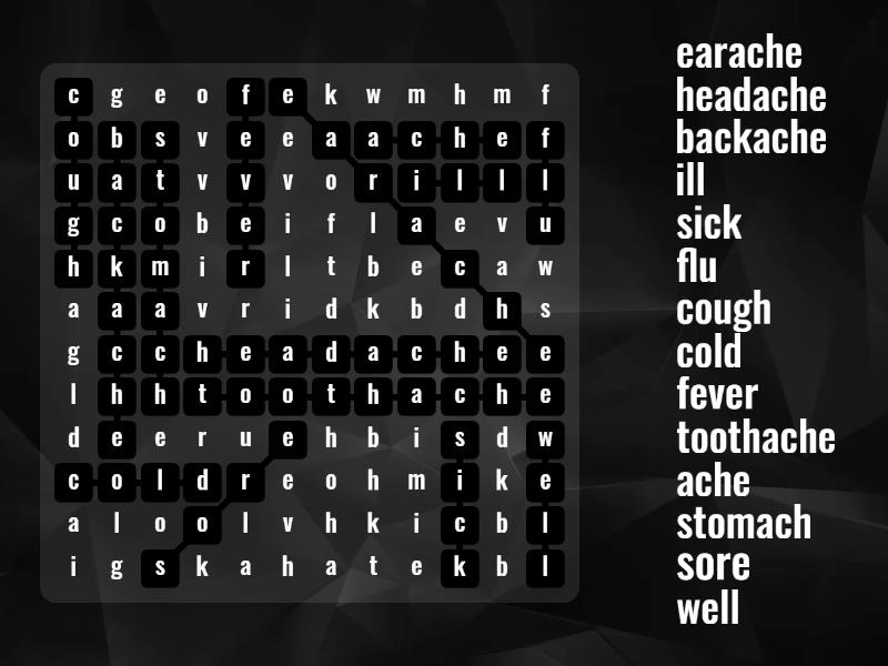 health problems - spelling - Wordsearch