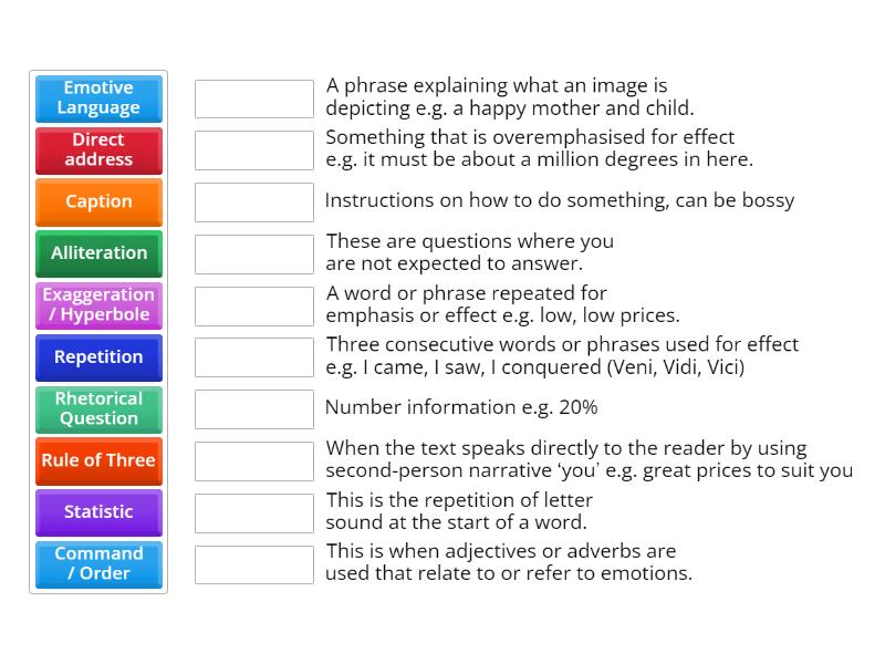Quiz Level 1 and 2 Language Features - Match up