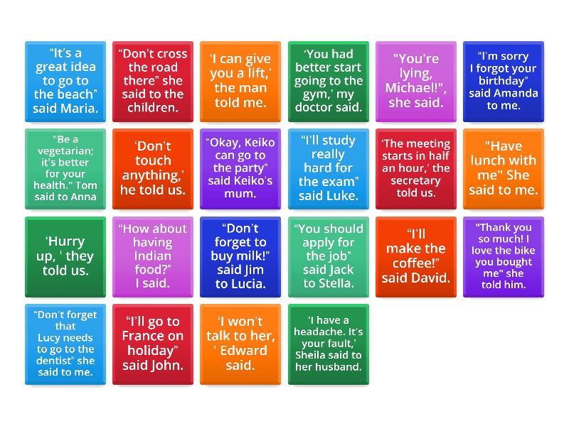 Reporting verbs - Flip tiles