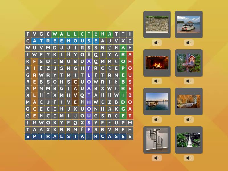 Types of homes and features wordsearch - Mencari Kata