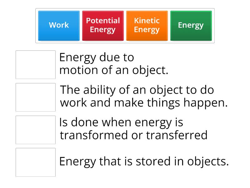 What is Energy? - Match up