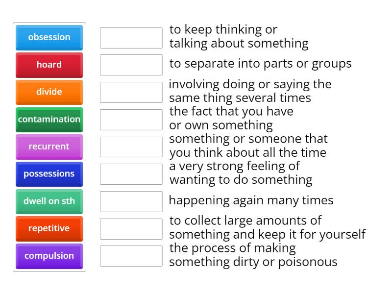 1. OCD (Obsessive-compulsive disorder) - Match up