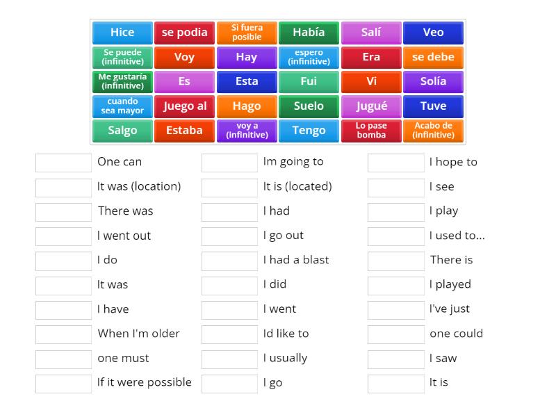 GCSE Spanish key verbs - Match up