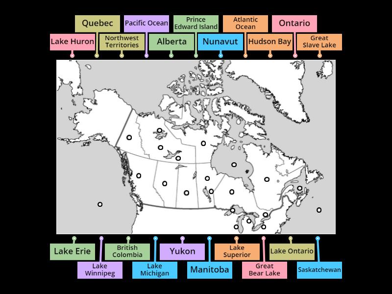 Canada's Provinces & Water Features - Labelled diagram
