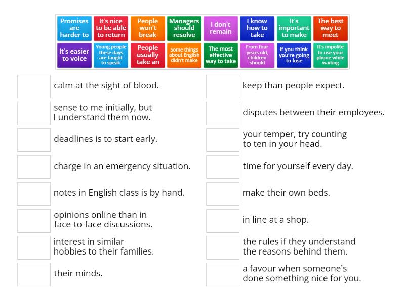 Roadmap B2 1C Verbs + nouns collocations - Match up