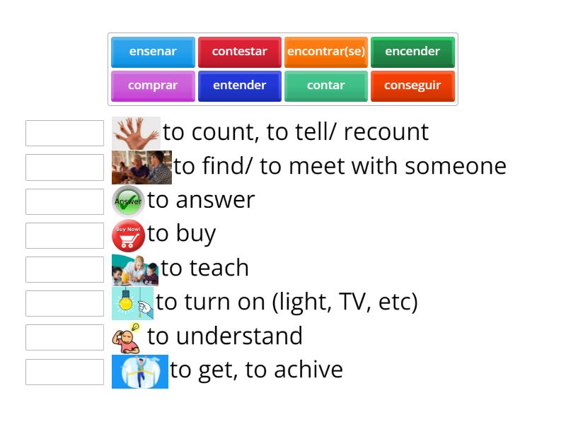 los 100 verbos mas utilizados en Espanol - Match up
