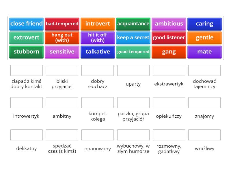 Character traits - Match up