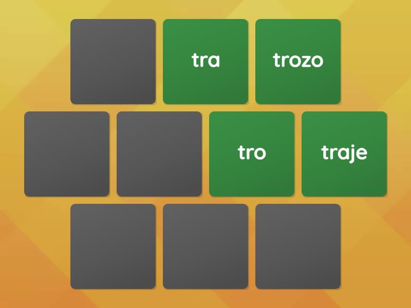 Memoria palabras con tr - Parejas