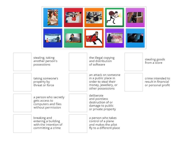 Gateway B1 Unit 2 Crime Vocab - Match up