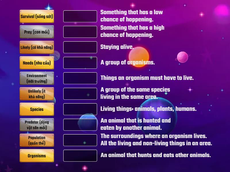 Grade 3 science_Vocabulary Unit 2 - Match up