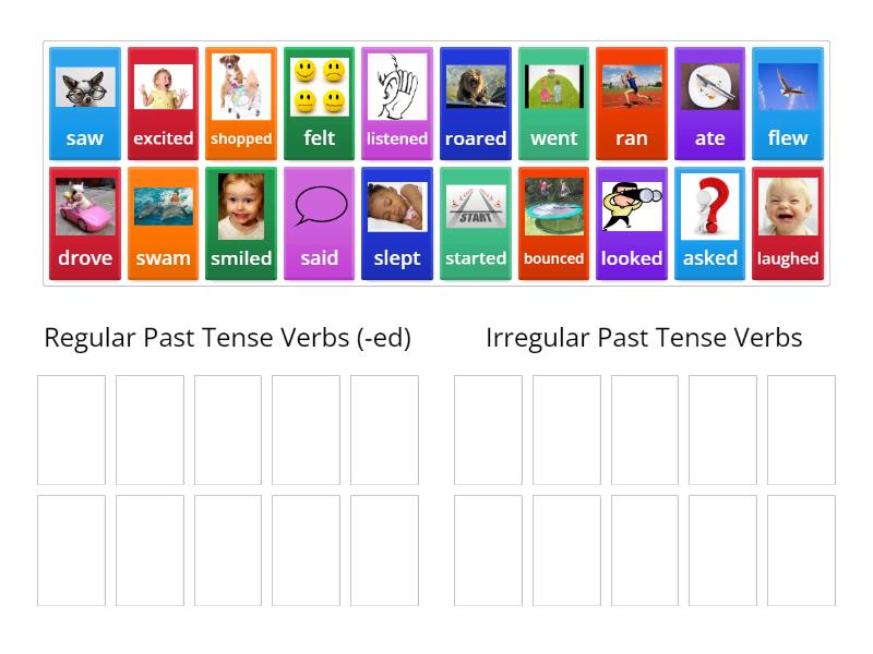 Regular and Irregular Past Tense Verbs - Group sort