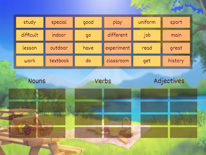 Parts of Speech sorting - Group sort