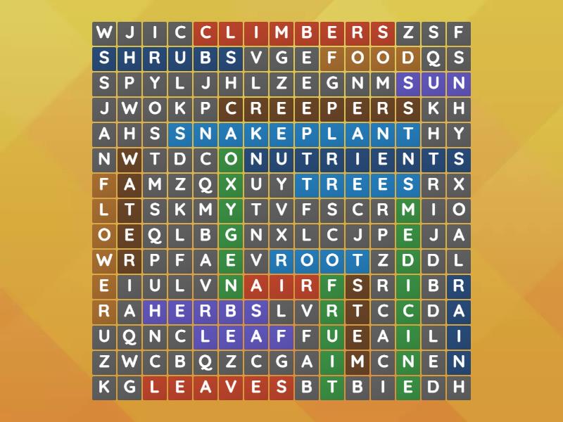 PLANTS - Sopa de letras