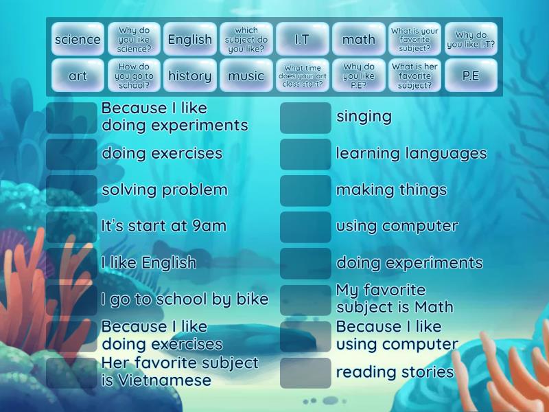 Grade 5 Unit 1: Subjects - Match up