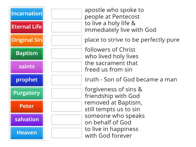 Grade 5 - Religion - Ch. 4 - Match up