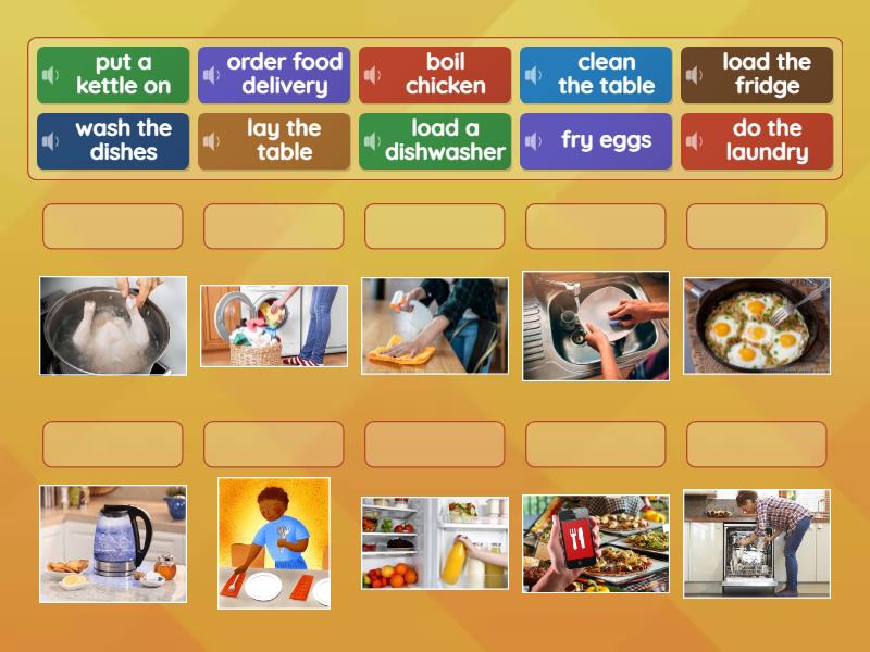 actions in the kitchen - Match up