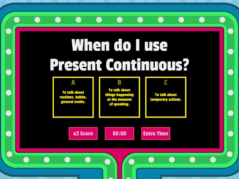 Pre 1 - Present continuous (Unit 1) - Gameshow quiz