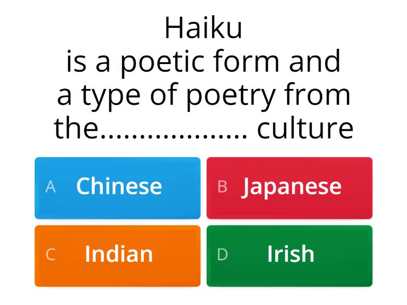 UNIT 6 - OXFORD 3 - HAIKU - ACROSTIC - CINQUAIN - Quiz
