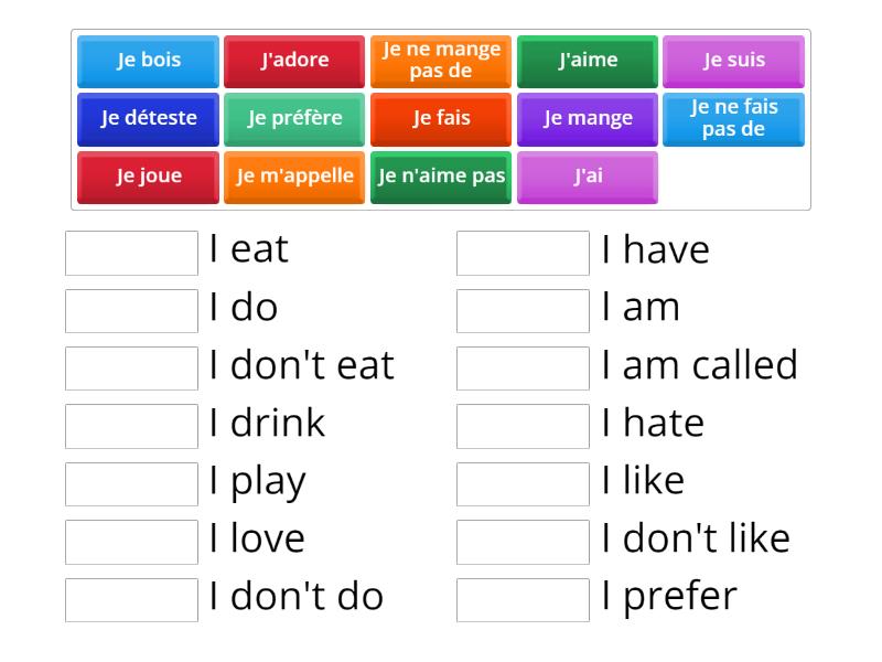 Les Verbes! (Yr5 French) - Match up