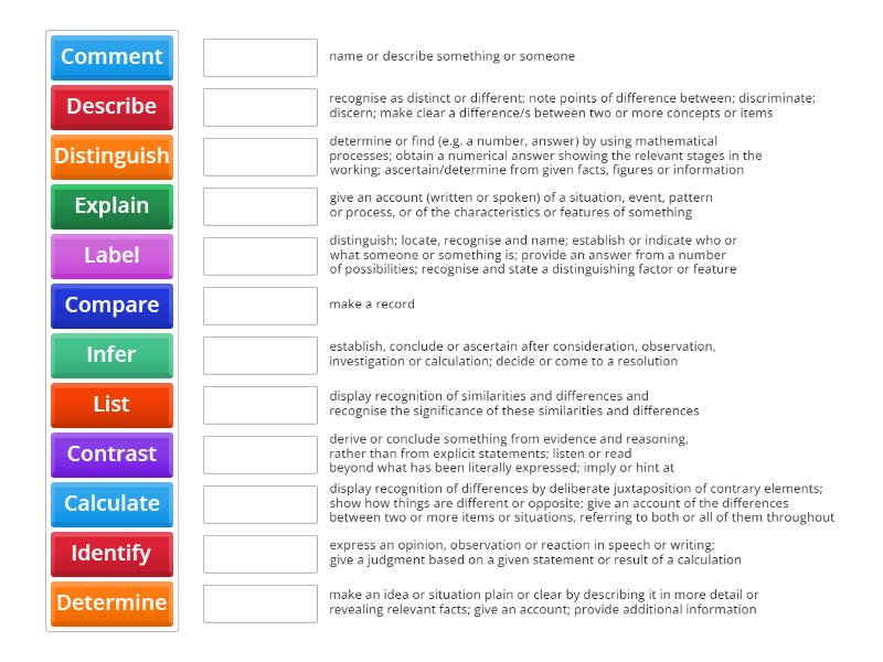 Year 10 Psychology Term 1 Cog Verbs - Match up