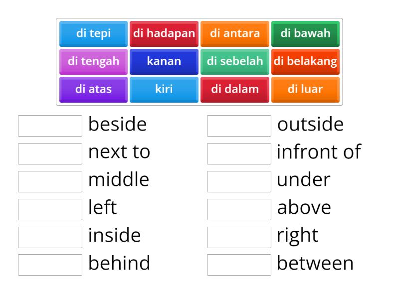 Malay Prepositions - Match up