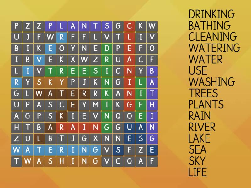 water- vocabulary - Wordsearch