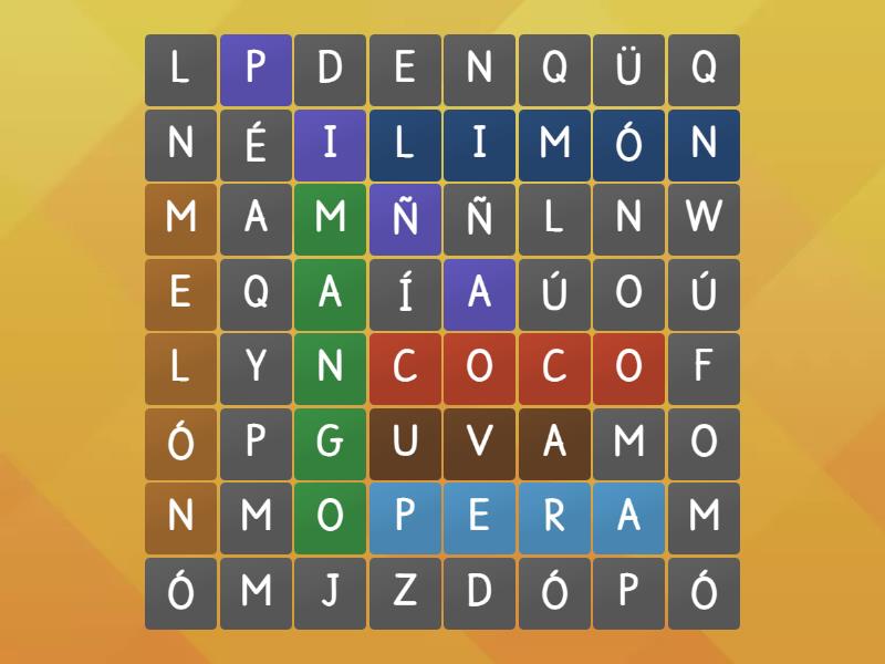 PALABRAS BISILABAS - Wordsearch