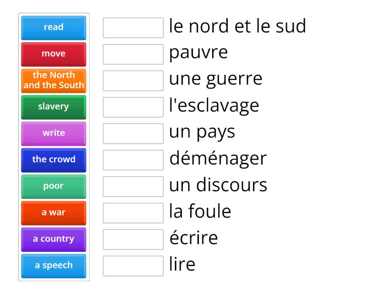 Who was Abraham Lincoln? INTRO - Chapter 1 - vocabulary - Match up