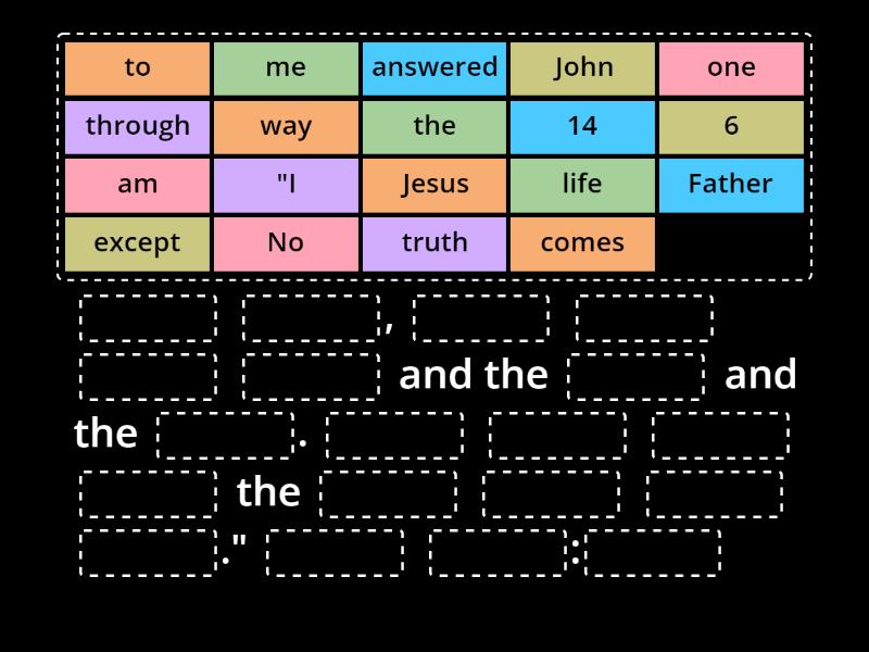 BSF Lesson 18 Memory Verse John 14:6 Game - Missing word